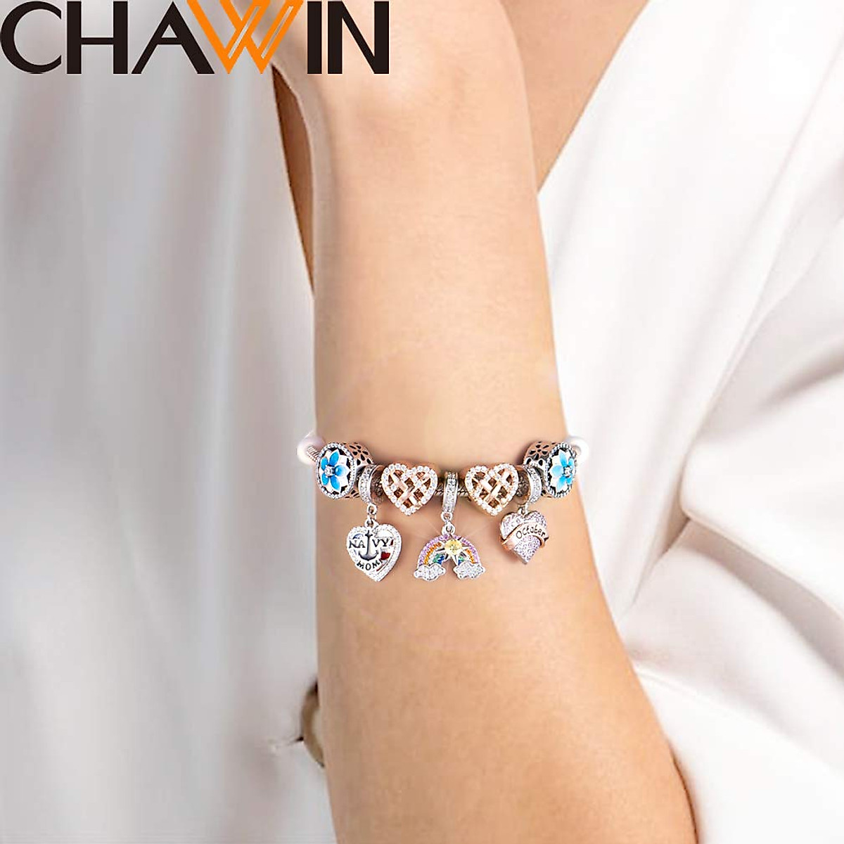 Meet the Rainbow After Rain Sunshine Cloud Rainbow Charm, Pendant Beads, 925 Sterling Silver Charms with Multicolor CZ Stones Compatible with Pandora Bracelet, Gifts for Women/Wife/Mother/Sister