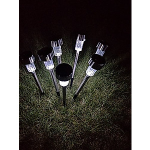 YUFUDE Solar Lights Outdoor, Stainless Steel Outdoor Solar Lights - Waterproof, LED Lawn Lamps Lighting Solar Powered Outdoor Lights Solar Garden Lights for Pathway Patio Yard (24pcs-White & Silver)