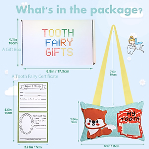 LAPEQQIOJEJ Tooth Fairy Pillow for Girls and Boys|Tooth Fairy Gifts|Tooth Fairy Tooth Holder|Tooth Fairy kit with Receipts