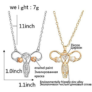 AILUOR Uterus Ovary Pendant Necklace, Gold Silver Personality Feminist Medical Symbol Female Organ CZ Crystal Pearl Necklace Gynecologist Nurse Graduation Gift (Gold)