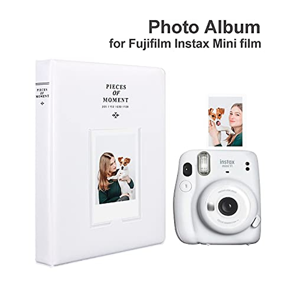 128 Pockets Mini Photo Album for Fujifilm Instax Mini 70 7s 8 8+ 9 11 25 50s 90, Polaroid Z2300, Polaroid PIC-300P Film Instant Camera & Name Card (Smokey White)
