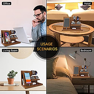 Gift for Dad Gift for Husband Wood Phone Docking Station Organizer Men Birthday Nightstand Cool Mens Birthday Gifts Night Stand Accessories Docking Station Wood Bedside Organizer Business Gifts