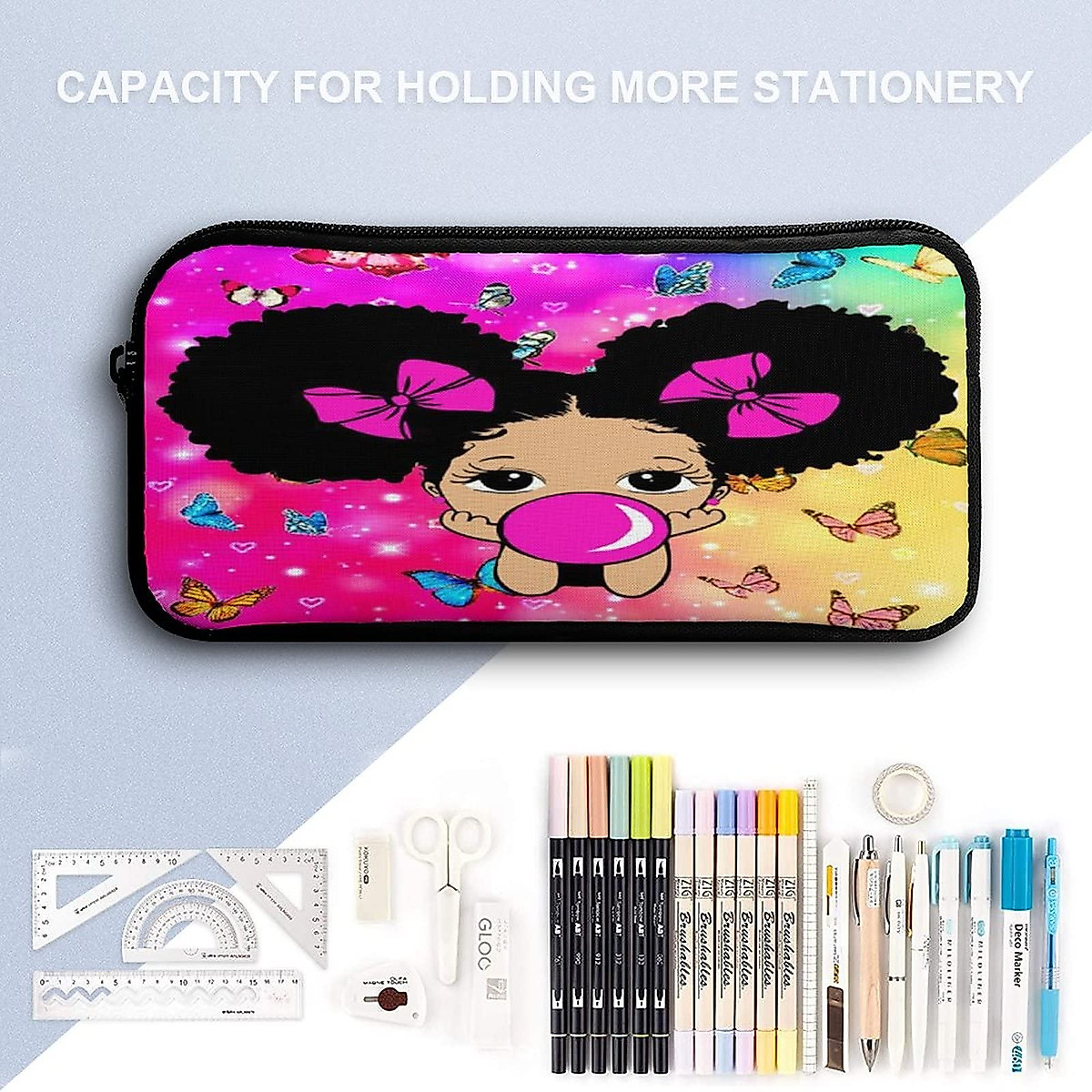 JYSDZSE African Girls 3D Printed Backpack 17 Inch Set School Bag/Crossbody/Pencil Bag Three Piece Backpack for Men and Women