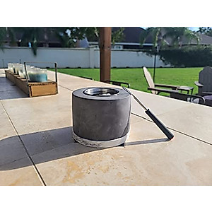 Davis&Company Concrete Tabletop Fire Pit - Bundle Kit - Isopropyl Fire Pit, with Roasting Sticks, Mini Personal Fireplace for Indoor & Patio - Ethanol Fuel, with Portable Fuel Funnel
