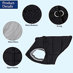 Geyecete Dog Bulldog Clothes Dog Cotton Padded Coat Thick Winter Warm Vest Waistcoat Cold Weather Jacket Clothing for French Bulldog Coat-Black-M