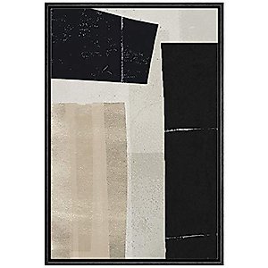 IDEA4WALL Framed Canvas Print Wall Art Black, White & Beige Color Blocks Abstract Shapes Illustrations Modern Art Minimalist Multicolor Cool for Living Room, Bedroom, Office - 24"x36" Black