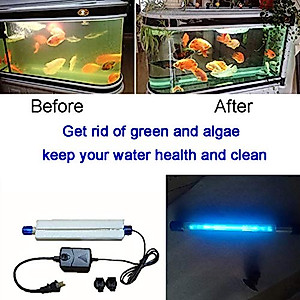5W 11W 13W UVC Aquarium Algae Bloom Clean Light for Fish Tank Water Clean Green Clear Waterproof Clean Lamp for Pond Fish Tank Sump Swim Pool (5w 6.9inch)