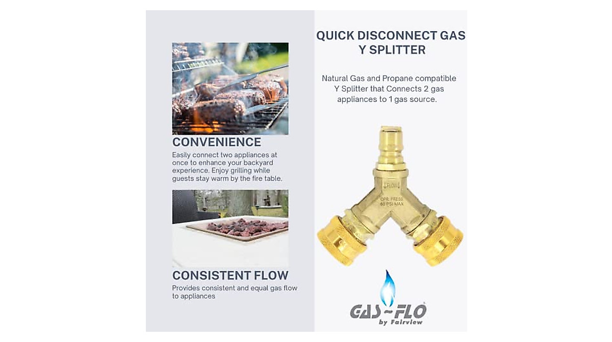 GAS-FLO 3/8" Gas Quick Disconnect Y Splitter