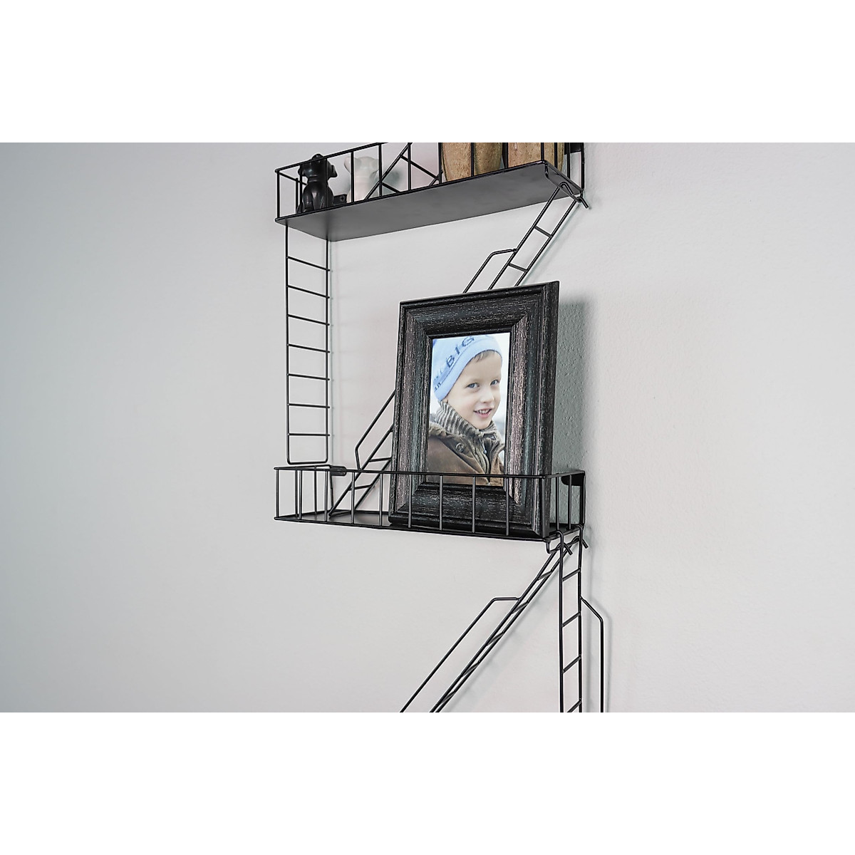 Creekview Home Emporium Mini Fire Escape Shelf 4 Tier - Living Room Decor Wall Mounted Shelves - Modern City Apartment Fire Escape Wall Shelf Unit for Action Figures, Books, Collectibles, Plants