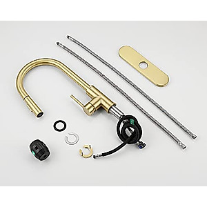 Havin Gold Kitchen Faucet with Pull Down Sprayer, High Arc Stainless Steel Material, with cUPC Ceramic Cartridge,with 10" Deck Plate,Fit for 1 or 3 Holes Kitchen Sink or Laundry Sink,Brushed Gold