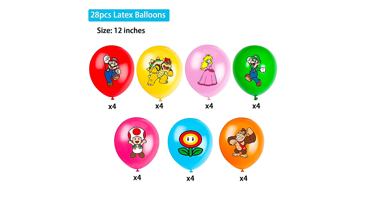 34pcs Mario Bros Balloons - Perfect Party Decorations