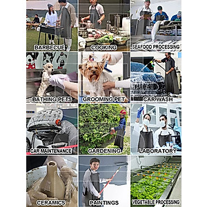 ETBOL Chemical Resistant Vinyl Apron - Black Plus Size Unisex PVC Aprons for Dishwashing,Dog Grooming,Gardening,Fish Cleaning,Lab Work