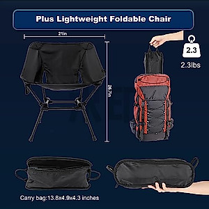 RCCQPP Camping Chairs 2-Pack Lightweight, Folding Chairs Compact & Durable, Foldable for Beach, Hiking, Picnic, Lawn, Outdoor - Portable with Side Pockets, Supports up to 330lbs