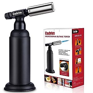 Big Butane Torch, Powerful and Strong Kitchen Torch Lighter with Safety Lock and Adjustable Flame, Refillable Blow Torch for Creme Brulee, Baking, Desserts and Searing