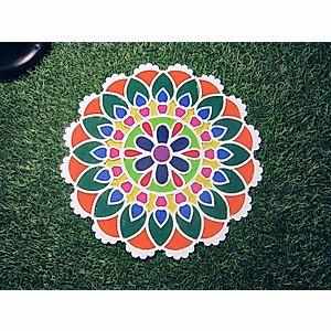DIY MDF Readymade Round Rangoli Mat Easy to Use Rangoli Template Easy to Fill Wooden MDF Rangoli Boards for Indian Traditional Festival (Size:- 12 Inches Diameter)