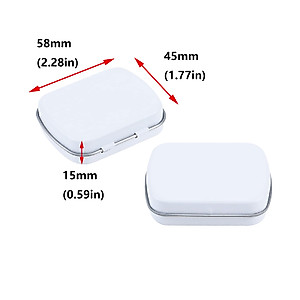 Antrader Metal Rectangular Empty Hinged Tins,10-Pack Home Storage Containers Organizer Mini Box with Hinged Lid,2.28 x 1.77 x 0.59 inch,White