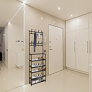 Shoe Rack For Closet,Shoe Organizer With Hat Bag Coat Hanger Racks,Entryway Stand Shelf For Shoes Storage And Organization, 5 tiers (60cm)