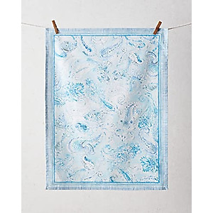 Maison d' Hermine Dish Towels 100% Combed Cotton Premium Easter Kitchen Towels Dishcloth for Home, Kitchen, Dining, Cocktail Parties & Camping, Paisley Blues - (Set of 3)