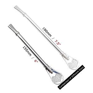 GFDesign Yerba Mate Bombilla Gourd Drinking Filter Straws Stirrer Food-Grade 18/8 Stainless Steel - Set of 3 with 3 Cleaning Brushes - 6.1" Long