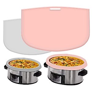 2 Pack Silicone Slow Cooker Liners Fits for 7-8 QT Crockpot, Reusable Silicone Crockpot Liner, Reusable Leakproof, Easy Clean (Pink+Gray) Bags, BPA Free and Dishwasher Safe