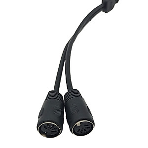 Traovien MIDI Sync Breakout Cable, DIN 5-Pin Plug 1 Male to 2 Dula Female Splitter Y MIDI Cable,5 Pin Jack Adapter Y Lead (50cm/1.6ft)