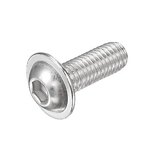 uxcell Flanged Button Head Socket Cap Screws, M8x22mm Hex Socket Drive Screw, 304 Stainless Steel Fasteners Bolts, Fully Threaded Machine Screw 20Pcs