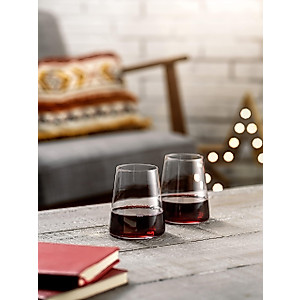 BENETI German Made Stemless Wine Glasses set 4 | Premium 17oz Stemless Wine Glass | Crystal Glass Cups For Red & White Wine, Modern Durable Drinking Glasses, Gift Idea for Men or Women