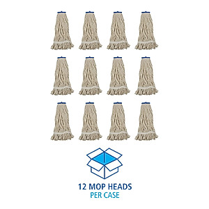 Boardwalk UNS 824C BWK824C Mop Head, Lie-Flat Head, Cotton Fiber, 24 oz, White (Pack of 12)