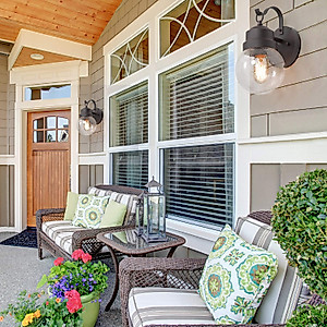 KSANA Outdoor House Lights Wall Mount, Rust-Proof Exterior Wall Light Fixture with Bubble Glass, Globular Outside Lights for House for Porch, Yards, Patio, Garden, Balcony, Hallway, Bronze Finish