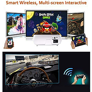Native 1080p WiFi Projector, Gzunelic 9500 Lumens Smart Bluetooth Projector ± 50° 4D Keystone X/Y Zoom 10000:1 Contrast, Home Theater LED Video HD Proyector Wireless Mirror for iPhone Android
