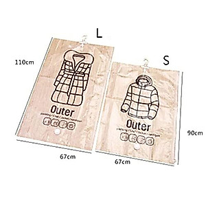 TANGERINR Hanging Vacuum Storage Bags for Jackets, Hanging Compressible Storage Bag with Pump, Outer Jacket Vacuum Bag (6PCS,M+L)