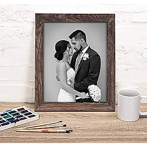 Q.Hou 8x10 Picture Frame Wood Patten Rustic Brown Photo Frames Packs 4 with High Difinition Glass for Tabletop or Wall Decor (QH-PF8X10-BR)