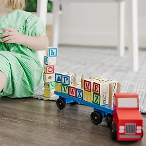Melissa & Doug Alphabet Blocks Wooden Truck Educational Toy