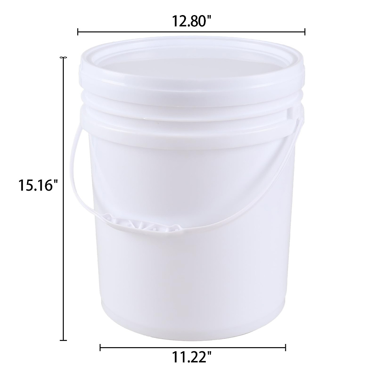 Teyyvn 7 Gallon White Plastic Food Bucket with Handles and Lid, Set of 4 Food Storage Pail Multipurpose Bucket with Lid