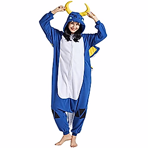 SAMGU Dragon Onesie Adult Halloween Christmas Animal Cosplay Costume One Piece Pajamas for Men Women Medium