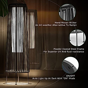 Grand patio Outdoor Floor Solar Light 2-Pack, All-Weather Wicker Solar Patio Lamp Waterproof Outside Solar Deck Lamp for Porch, Yard, Garden, Lawn Decorations - Dark Brown, Gordes 2 PCS