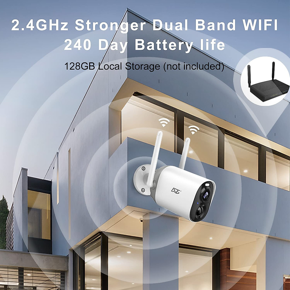 DCT Security Camera Wireless Outdoor,Battery Powered 1080P HD Color Night Vision for Home WiFi Security Camera,AI Motion Detection, Siren Alarm and Spotlight, 2-Way Audio, SD/Cloud,IP65 Waterproof