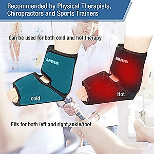 ARRIS Ice Pack Wrap for Ankle, Soft Foot Brace with Reusable Flexible Gel Pack for Heel Injuries, Bursitis, Pain Relief, Plantar Fasciitis, Achilles Tendonitis and Ankle Sprain, Swelling