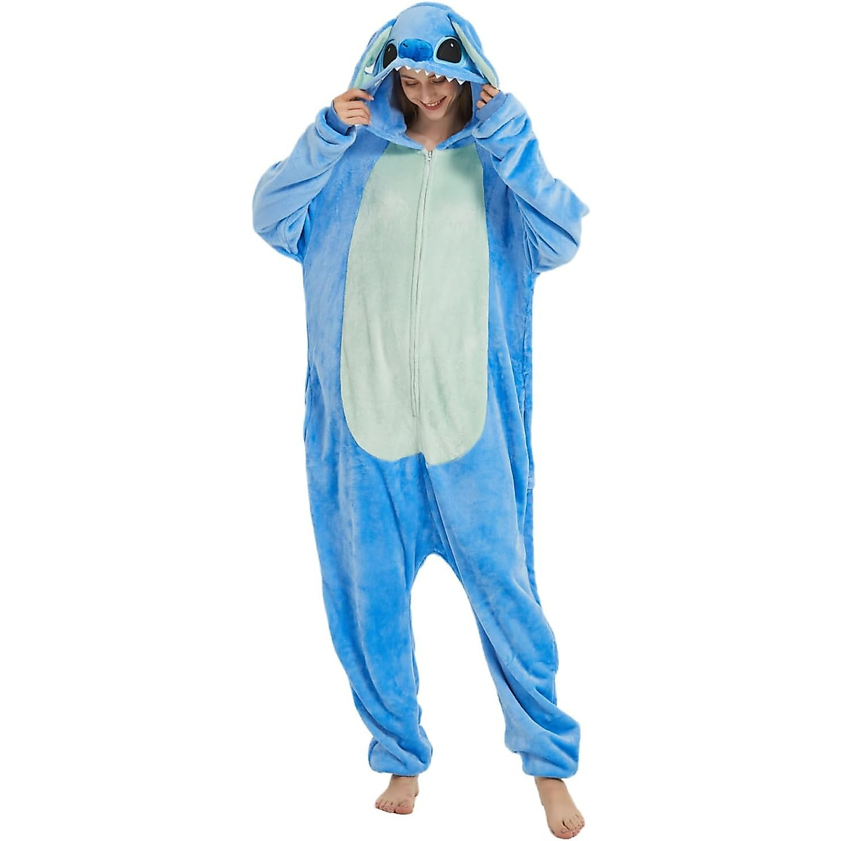 MWLOVER Adult Stitch Onesie Halloween Unisex Animal Costume Cosplay Pajamas Jumpsuit(Small)