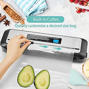 Vacuum Sealer Machine with 55 Count 8"x12" Food Sealers Bags and 8"*79' Vacuum Sealer Roll, Inkbird Automatic Vacuum Sealers Machine with Built-in Cutter, Dry & Moist Sealing Modes for Food Storage