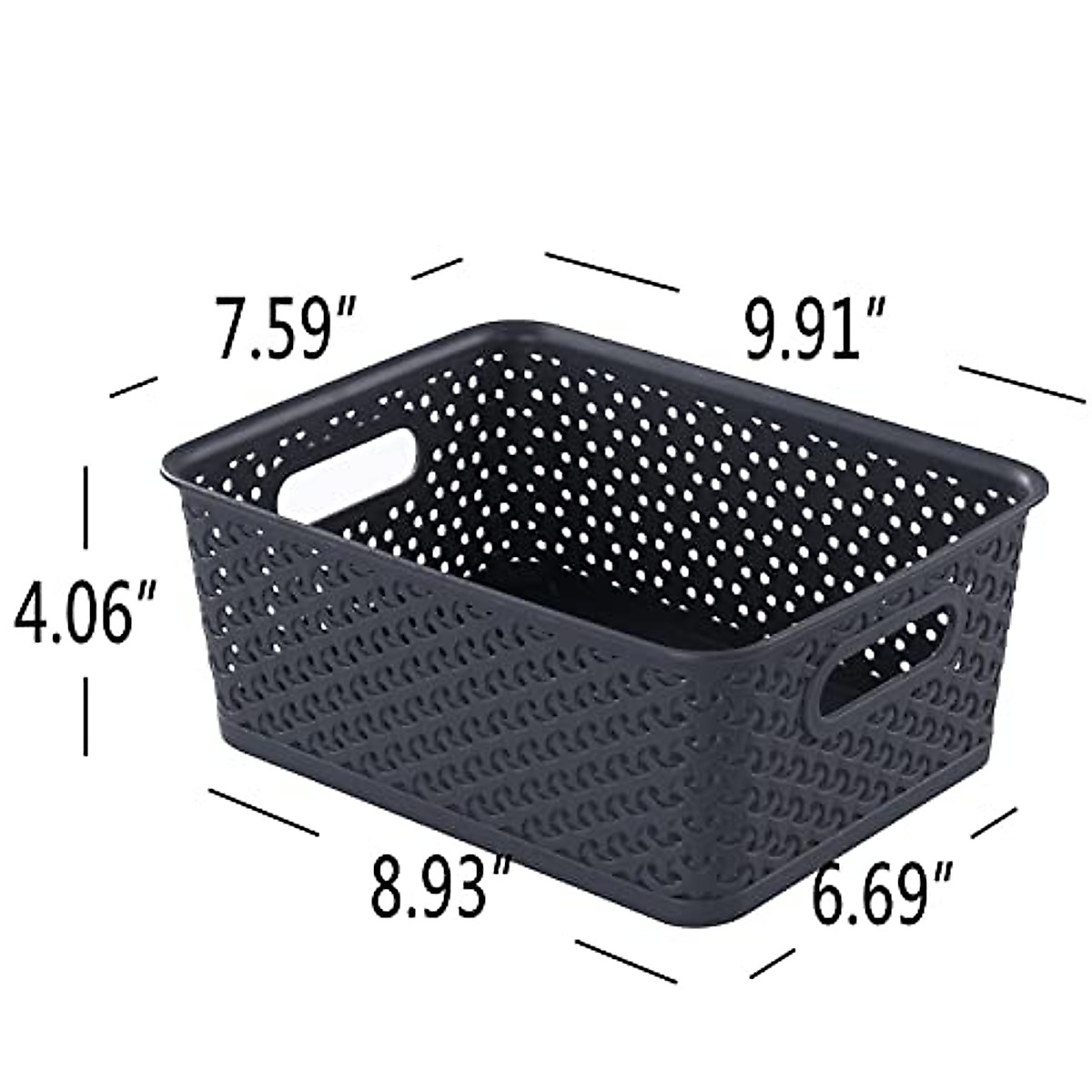 Cand 6 Pack Organizing Baskets Bin For Multiuse, Grey Plastic Woven Baskets