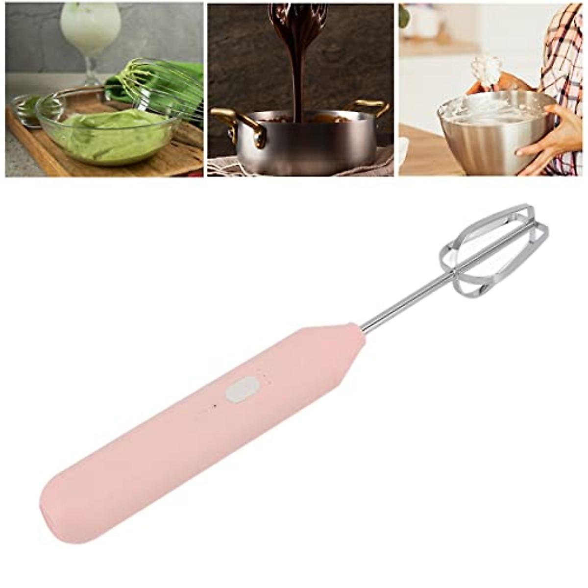 Electric Hand Blender，3 in 1 Immersion Blender Handheld Egg Beater, Beater Electric Milk Frother Coffee Blender Milkshake Blender Foamer Kitchen Tools(Pink)