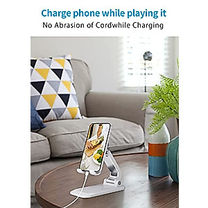 Foldable & Portable Cell Phone Stand with Silicon Pad,Adjustable Angle Height Tablet Desktop Holder Compatible with iPhone 14 Pro Max,Samsung Galaxy S20 and Other 4-8'' Smartphone