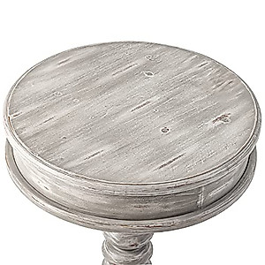 HOMPUS Vintage End Table Set of 2, Round Rustic Side Table Sets w Wood Grain Finish, 2 Pieces Nightstand Small Accent Table Mid-Century Modern for Living Room, Bed Room, Light Grey