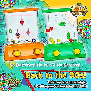 YoYa Toys Handheld Games - Miniature Aqua Arcade Set with Fish Ring Toss & Basketball, Handheld Toys for Kids & Adults, Retro Pastime Games, Original Waterful Ring Toss in Gift Box
