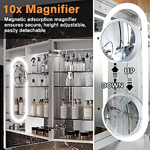 WELERONY Smart Lighted Medicine Cabinet with Mirror, 72" x 36" LED Medicine Cabinet Mirror for Bathroom with Built-in High-Power Outlet, Stepless Dimming & Anti-Fog, Wide Hinge