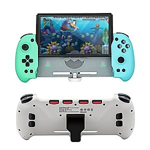 Mcbazel Switch Controller Grip for Handheld Mode, Ergonomic Controller for Switch/ Switch OLED with 6-Axis Gyro, Mapping, Vibration - Green & Blue