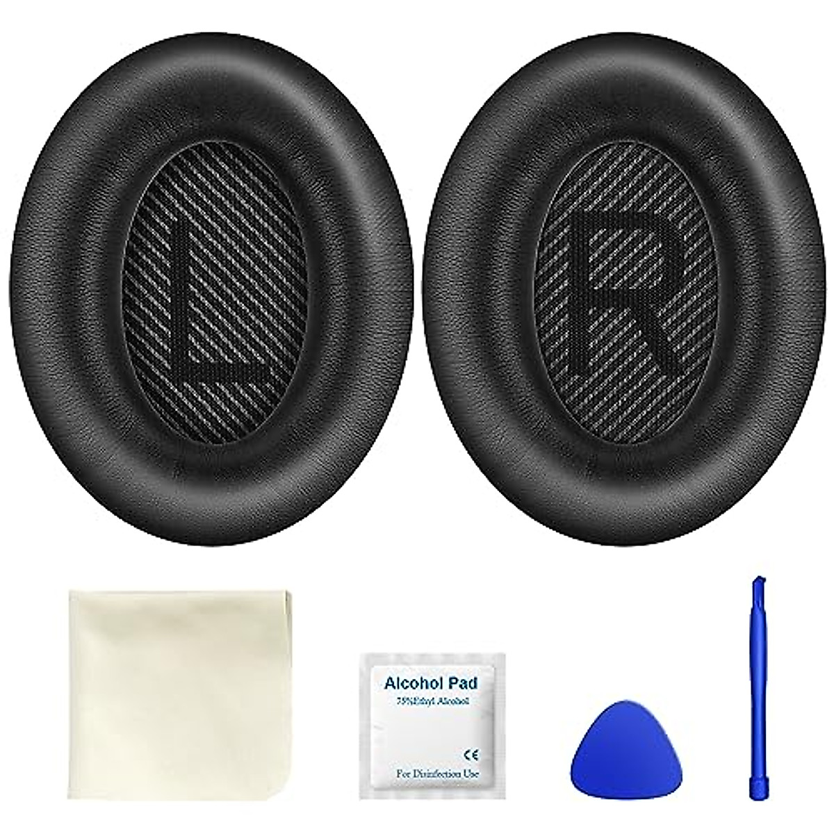 MOLOPPO Replacement Earpads Cushions for Bose QuietComfort 35 (QC35) & Quiet Comfort 35 II (QC35 ii) Headphones, Ear Pads with Softer Leather, Noise Isolation Foam, Added Thickness，Black