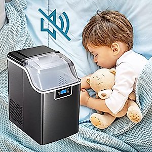 Nugget Ice Maker Countertop with Soft & Chewable Pellet Ice Crushed ice Countertop Portable Pellet Ice Machine 44Lbs/24H, 2 Minutes per Round and 45dB for Home/Kitchen/Office/Bar/Party