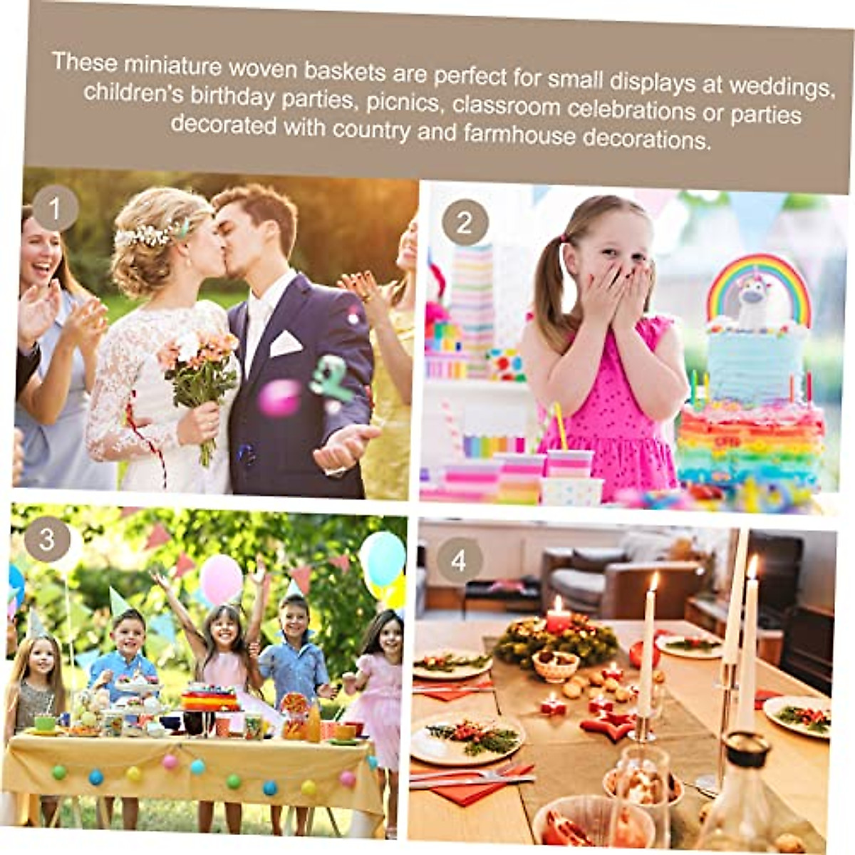 Alipis 3 Sets mini basket handmade wicker basket mini craft baskets gift baskets for kids candy egg storage baskets wedding decorations Mini House Adornment rope small item Toy bride